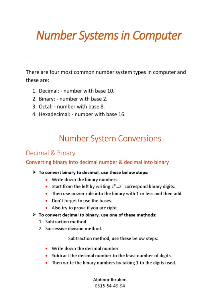 Number Systems in Computer | PDF | Computer Architecture | Theory Of Computation