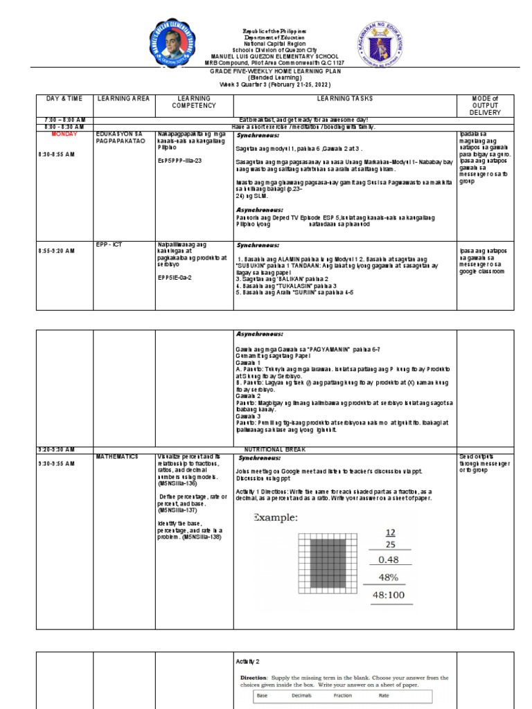 GRADE 5 Q3 WHLP WEEK 1 Output Inset | PDF