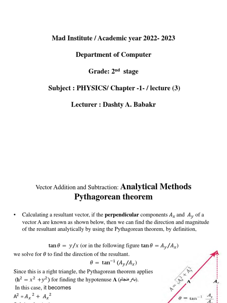 Chapter One Lecture3 Pdf Euclidean Vector Cartesian Coordinate System