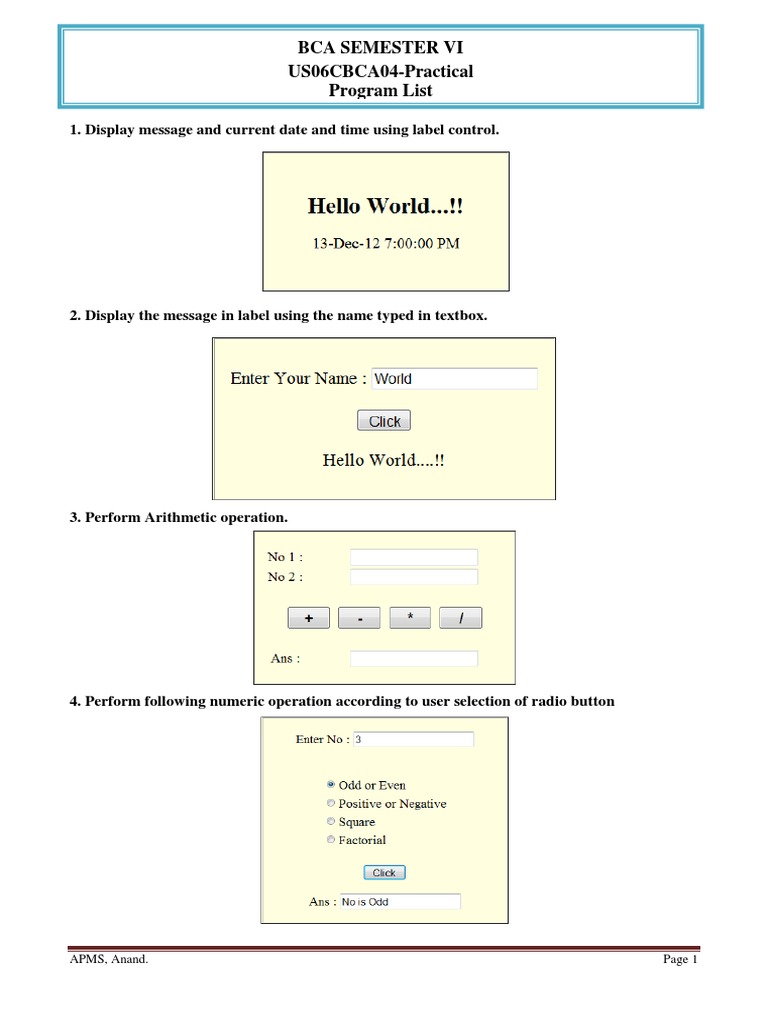 Asp Practical List | PDF | Databases | Active Server Pages