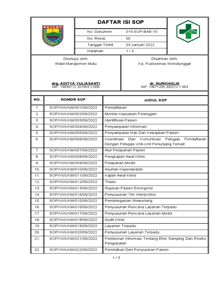 001.rekap SOP BAB VII | PDF