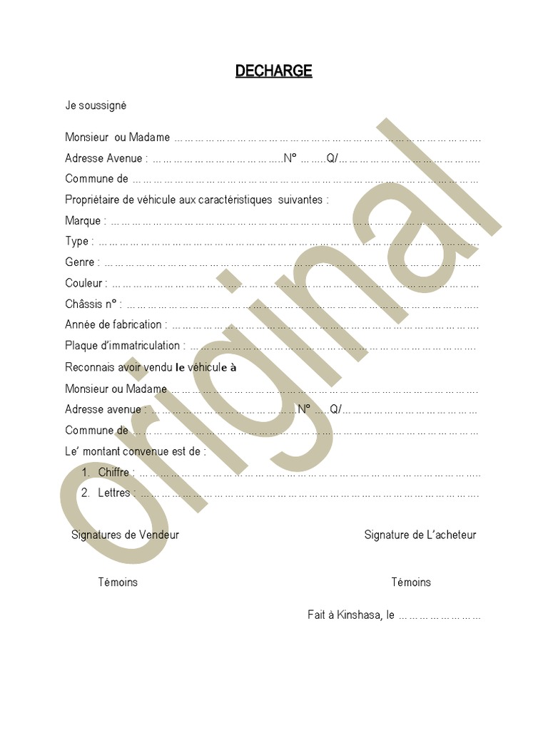 DECHARGE Voiture | PDF