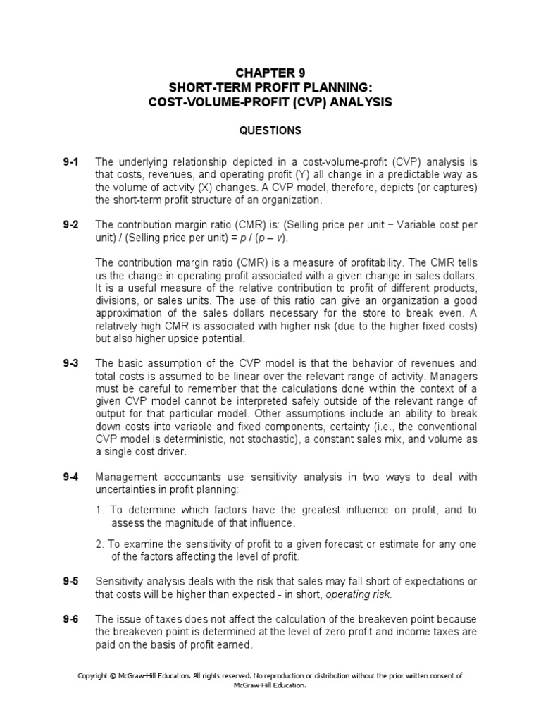 Blocher8e EOC SM Ch09 Final | PDF | Management Accounting | Financial Economics