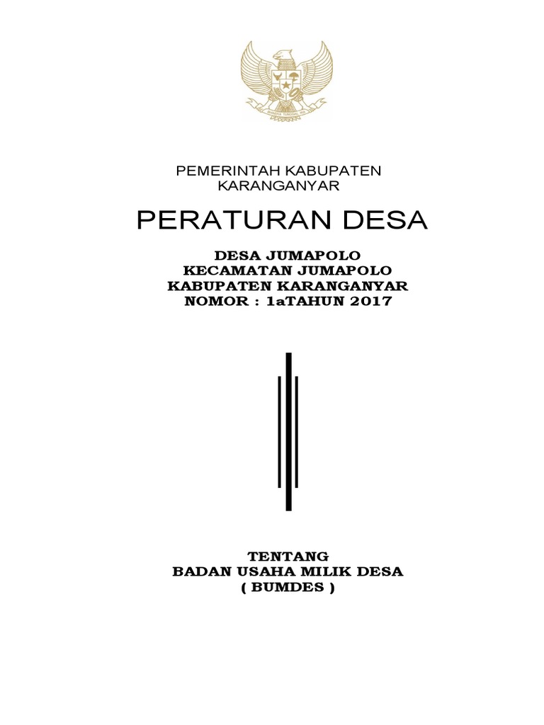 Peraturan Desa tentang BUMDes Jumapolo | PDF