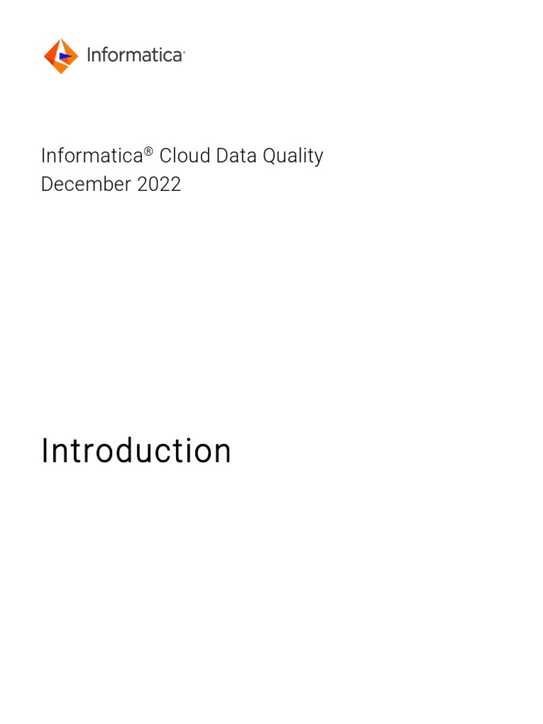 Informatica Cloud Data Quality December 2022 | PDF | Cloud Computing | Data Quality