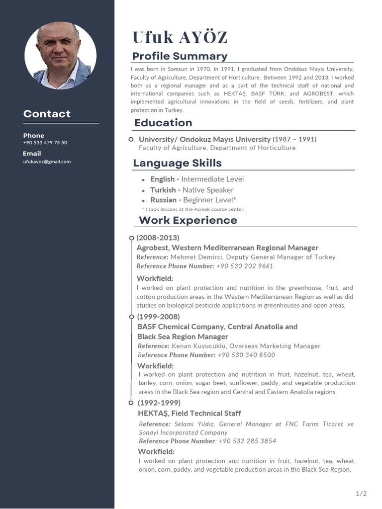 Ufuk Ayöz CV-Eng-2 | PDF | Agriculture | Vegetables