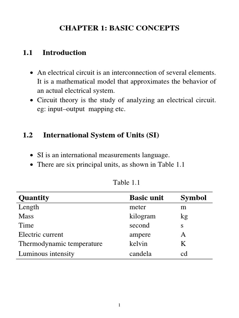 EEE105 Circuit Theory 1 - Chapter 1 Basic Concepts 2022 - 2023 | PDF | Electric Charge | Metrology