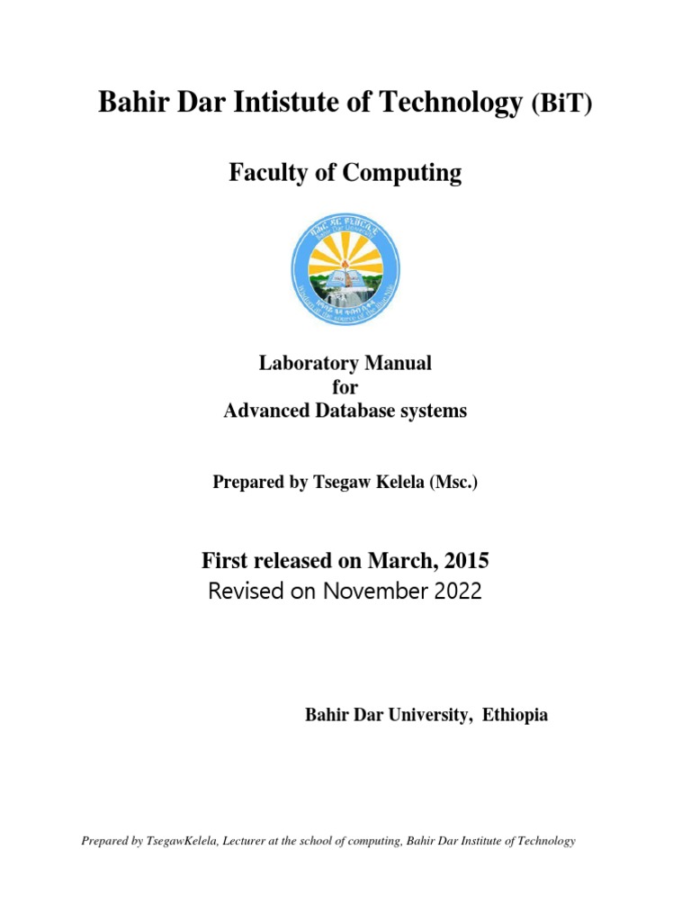 Advanced DB Lab Manual | PDF | Databases | Sql