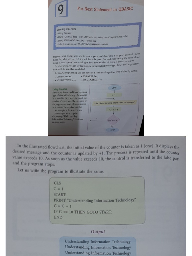 Computer Chapter 9 For-Next Statement in Qbasic (Shivam) | PDF