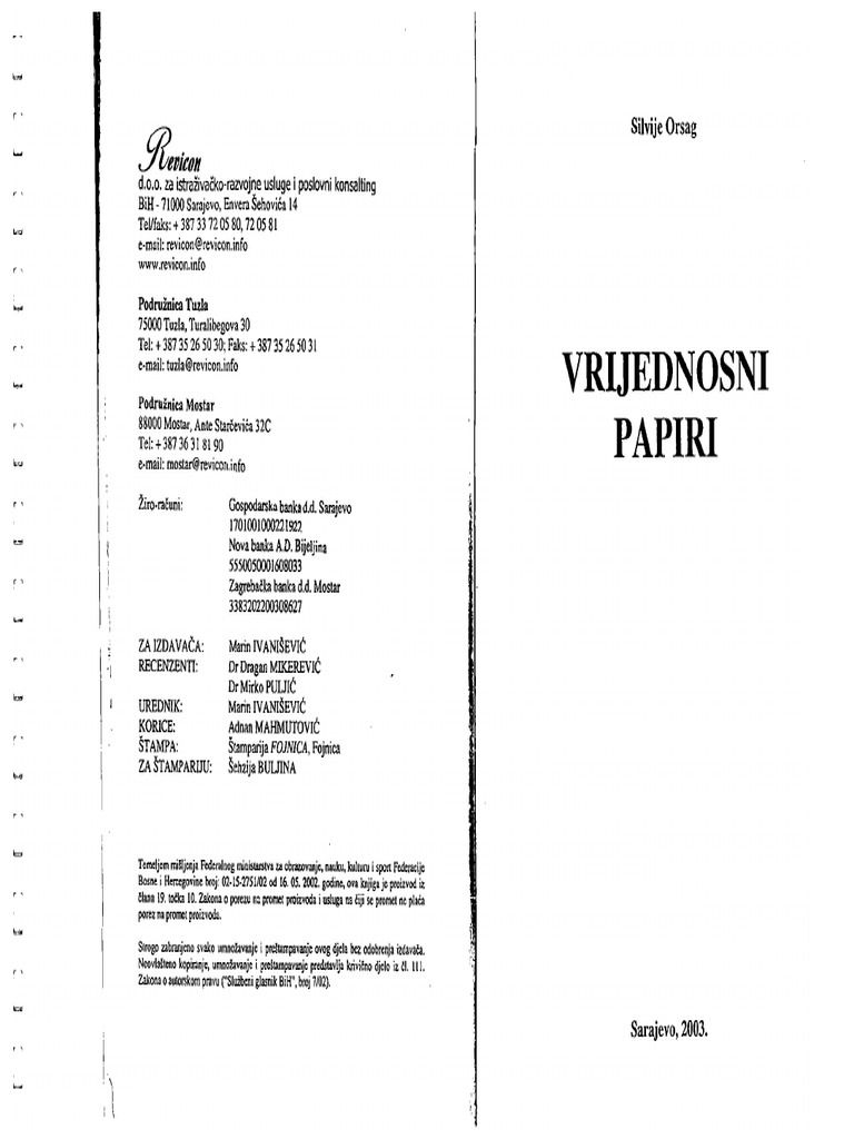 Vrijednosni Papiri Silvije Orsag | PDF