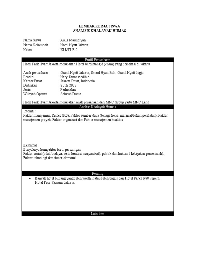 Analisa Khalayak Humas AULIA | PDF