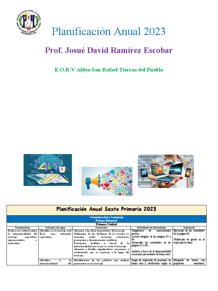 Planificacion Sexto Primaria | PDF