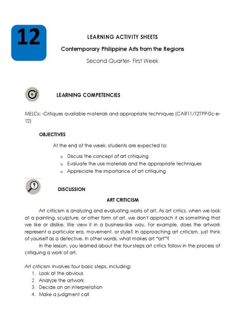 Art Critique Techniques in Philippine Arts | PDF | Paintings | The Arts