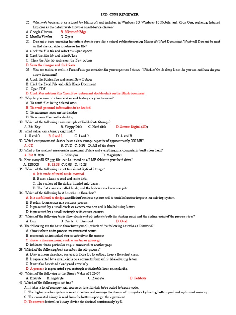 ICT- CSS 8 REVIEWER | PDF | Computer File | Passivity (Engineering)