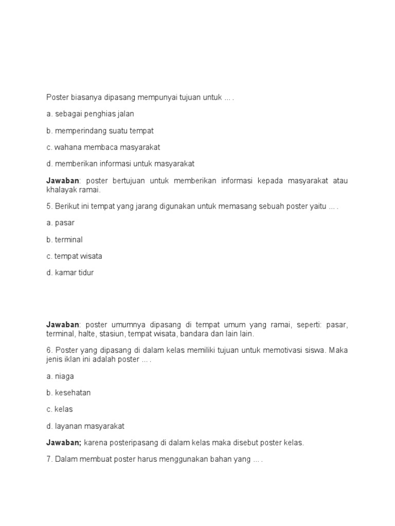 Soal Poster, Iklan, Slogan | PDF