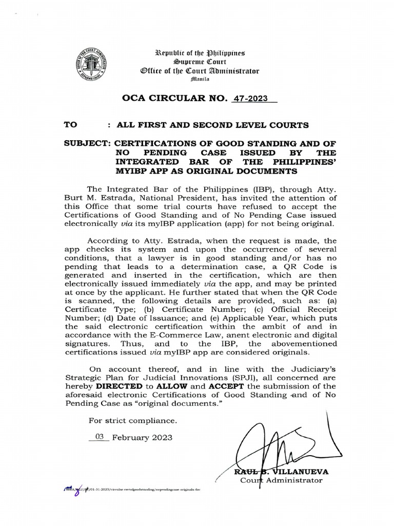 OCA Circular No. 47-2023 | PDF