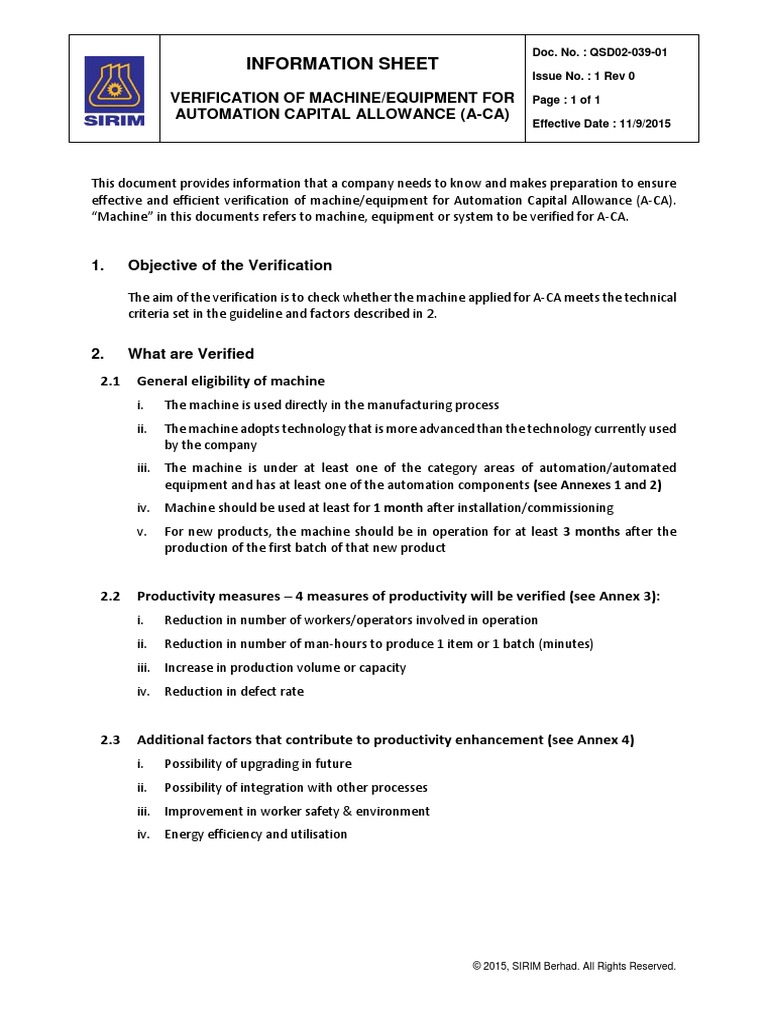 SIRIM Info Sheet | PDF | Automation | Programmable Logic Controller