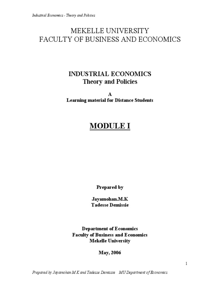 Industrial Economics Module I | PDF | Economics | Market (Economics)