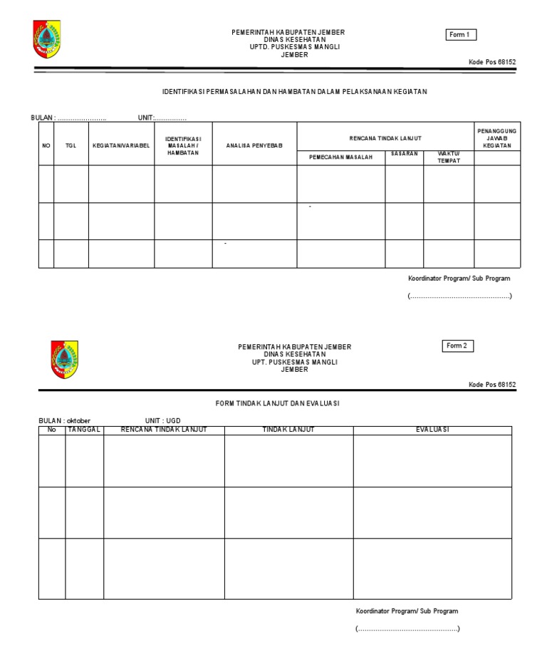 Formulir Kosong RTL Dan Evaluasi | PDF