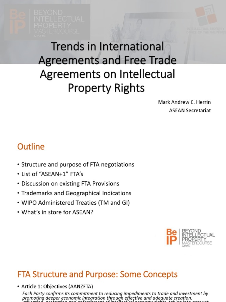 Trends in International Agreements and Free Trade Agreements On Intellectual Property Rights ...
