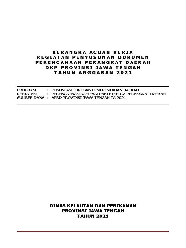 Kak Kegiatan Perencanaan Dan Evaluasi Kinerja | PDF