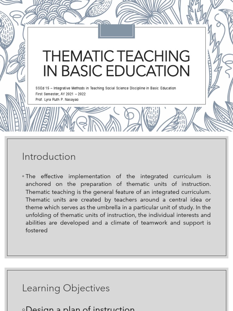 Thematic Teaching in Basic Education | PDF | Interdisciplinarity | Learning