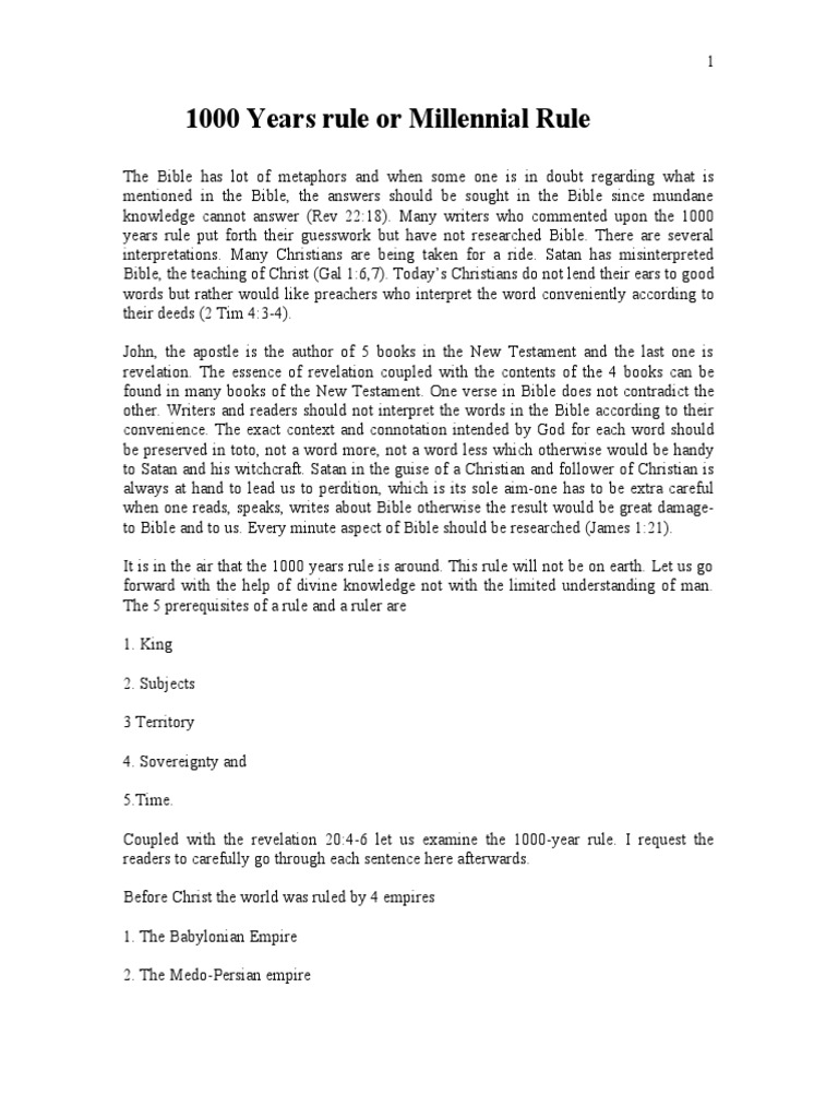 1000 Years Rule or Millennial Rule | PDF | Jesus | Baptism