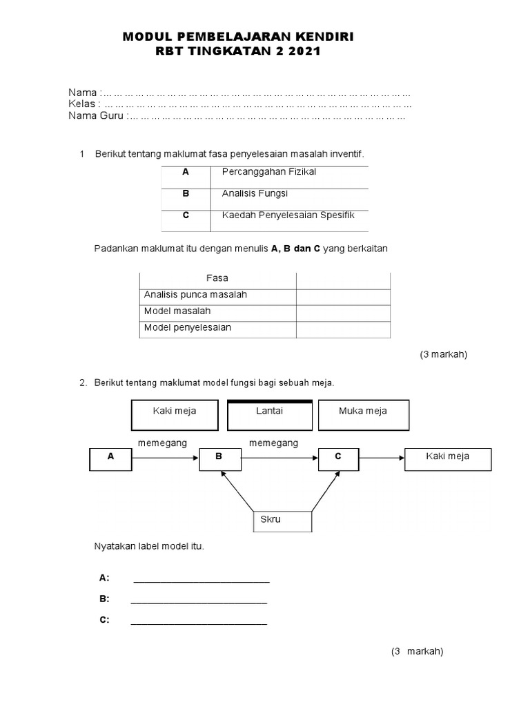 Soalan RBT T2 Bab 1 2021 | PDF