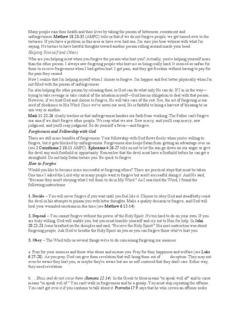 Forgiveness Joyce Meyer Pdf Forgiveness Devil