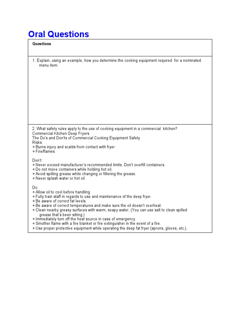 Interview Questions | PDF | Baking | Cooking