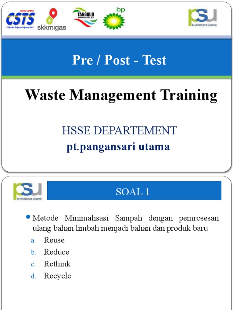 WASTE MANAGEMENT TRAINING ASSESSMENT | PDF