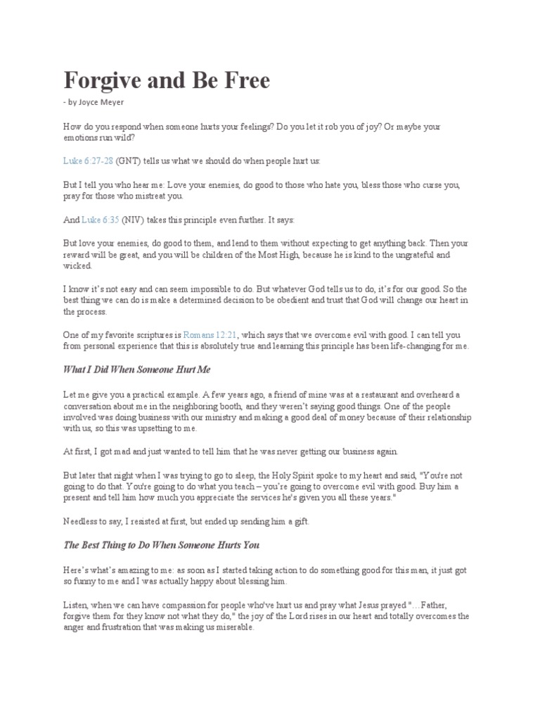 Forginess and Unforgiveness Joyce Meyer | PDF | Forgiveness | Religious ...