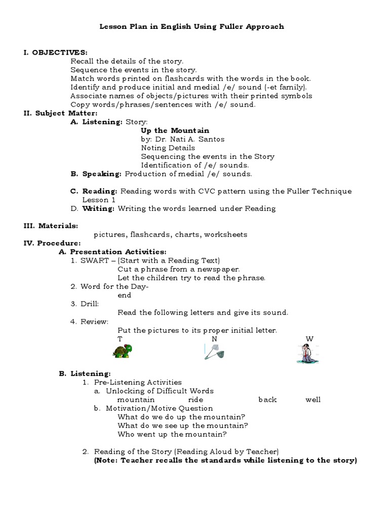 Lesson Plan: Fuller Approach in English | PDF