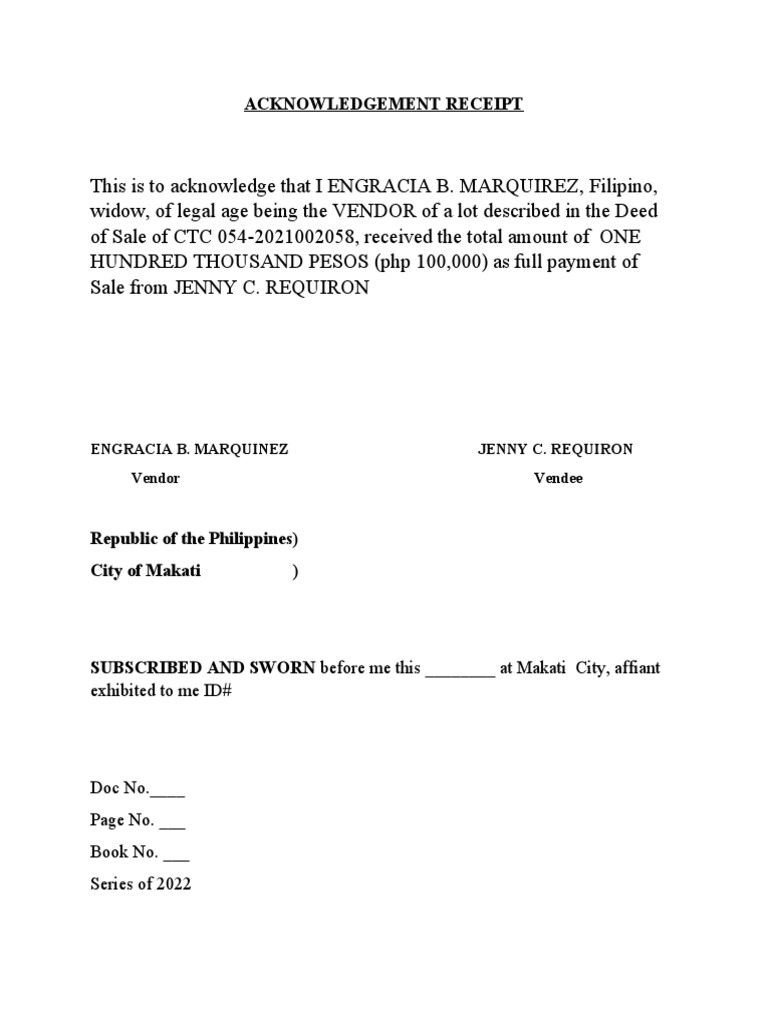 Acknowledgement Receipt J. Catapang | PDF