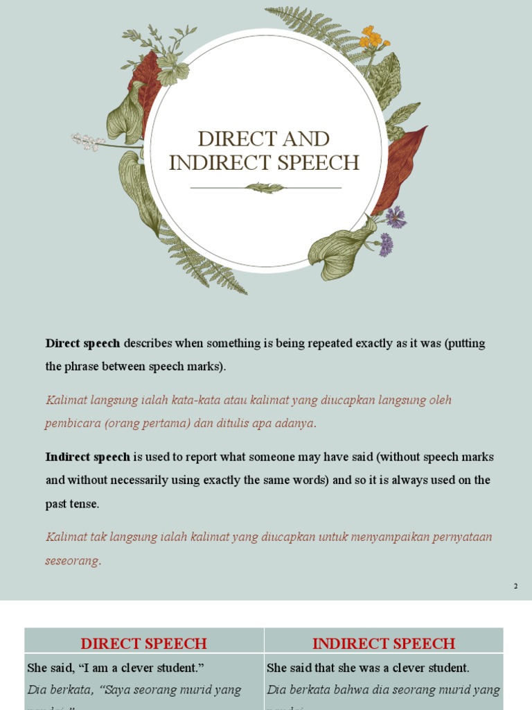 Direct and Indirect Speech | Download Free PDF | Question | Grammar