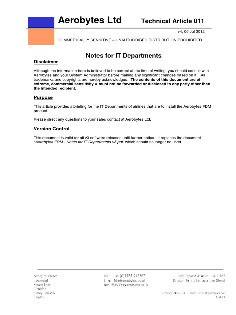 Technical Note 011 - Notes For IT Departments | PDF | Databases ...