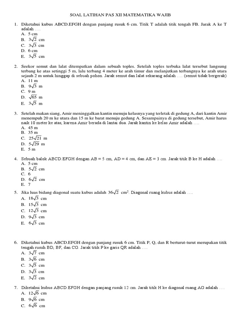 Latihan PAS XII MTK U | PDF