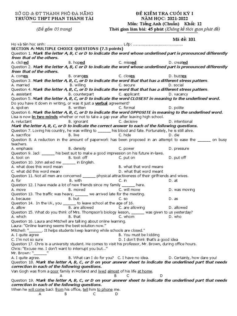 Grade 12 English Exam | PDF
