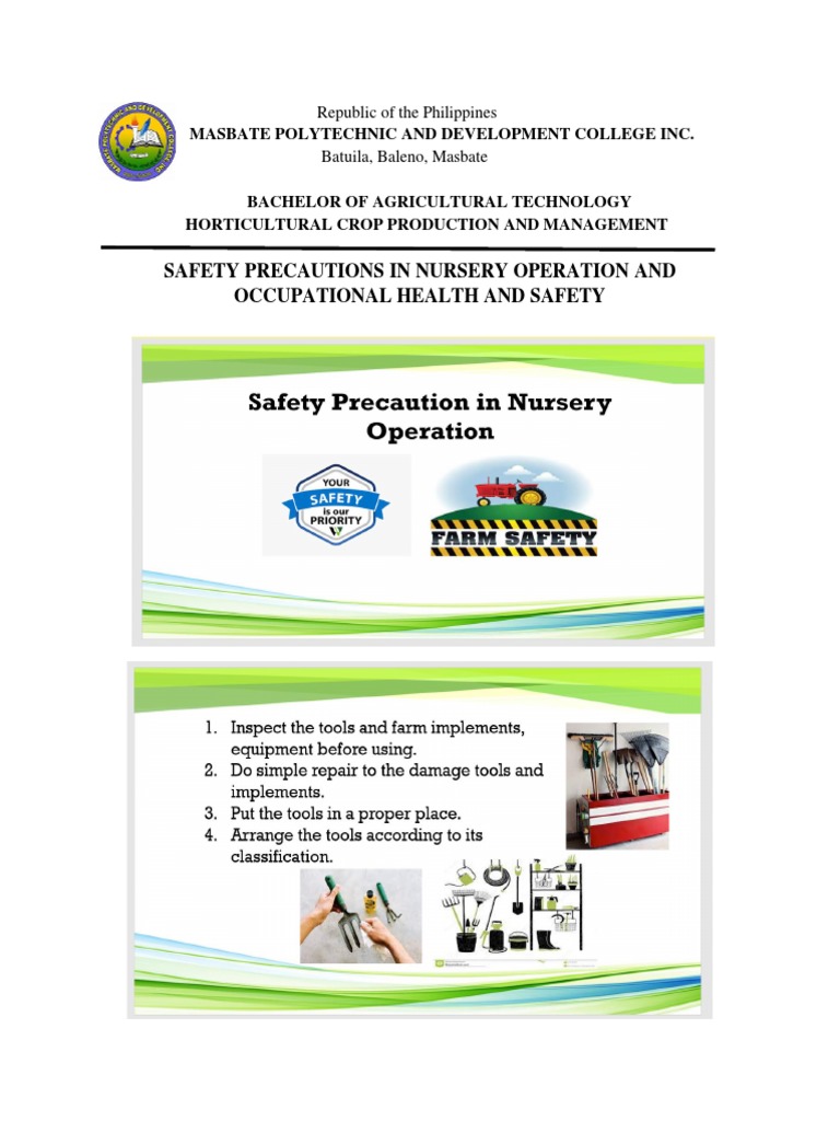Module 6. Safety Precaution in Nursery Operation | PDF