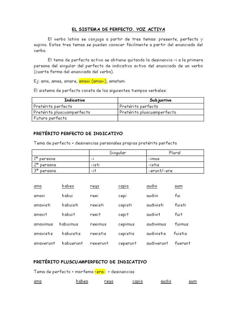 Repaso Verbos Latin 2º | PDF | Verbo | Sintaxis