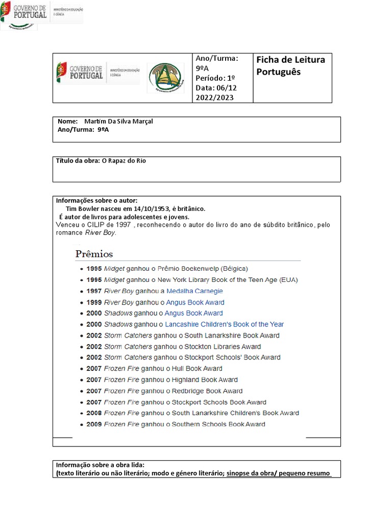 O Rapaz Do Rio | PDF | Autor | Livros