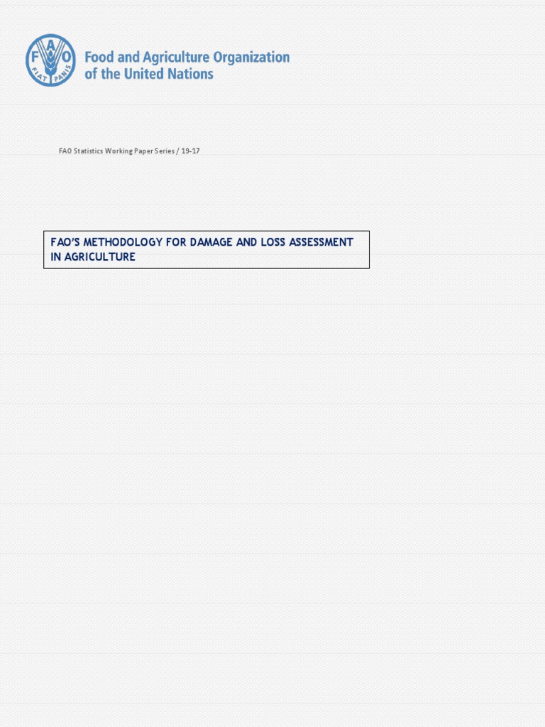 Fao's Methodology For Damage and Loss Assessment in Agriculture | PDF ...