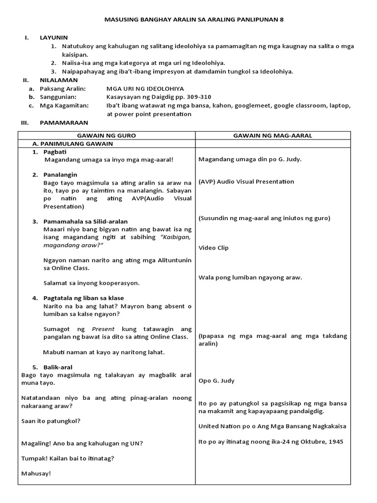 Masusing Banghay Aralin | PDF