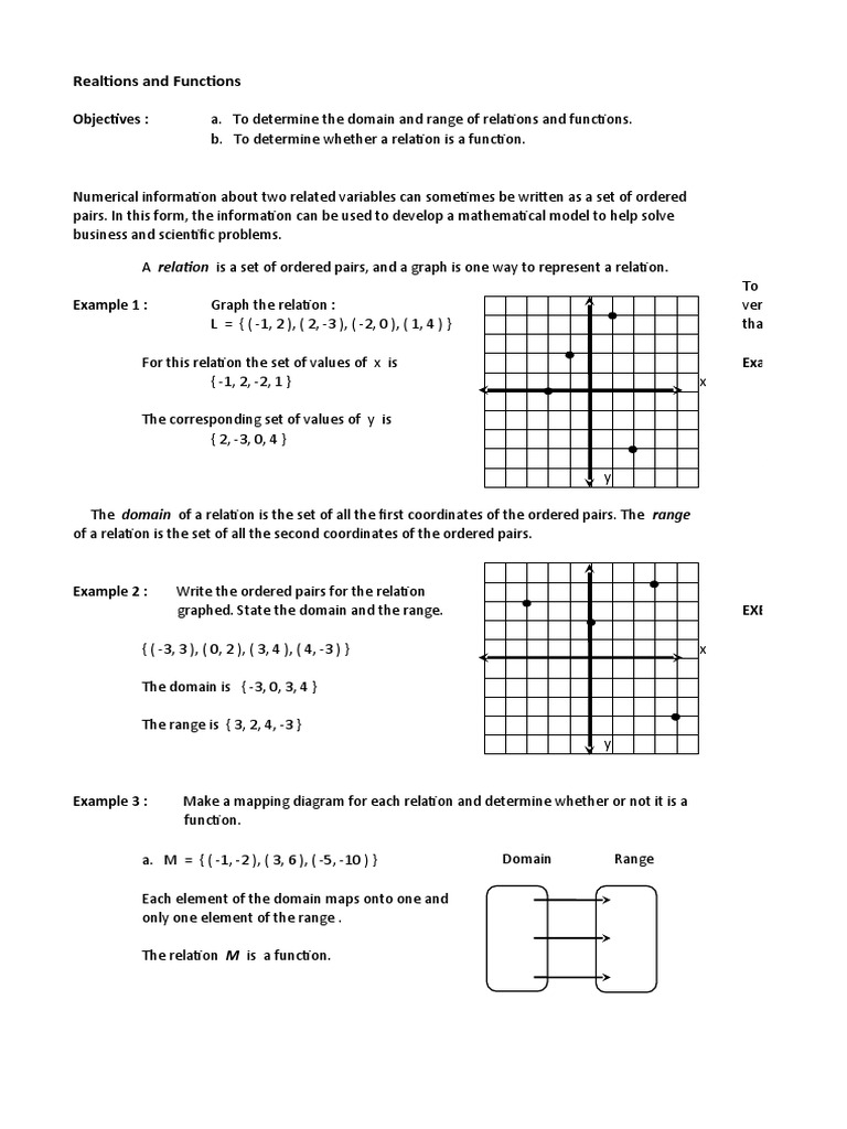Relations And Functions Activity Module Pdf Function Mathematics