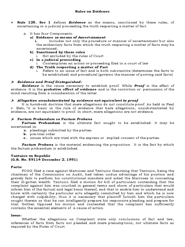 Rules On Evidence Summary For Discussion | Download Free PDF | Evidence ...