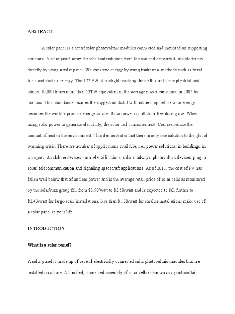Research Solar Panel | PDF | Photovoltaics | Photovoltaic System