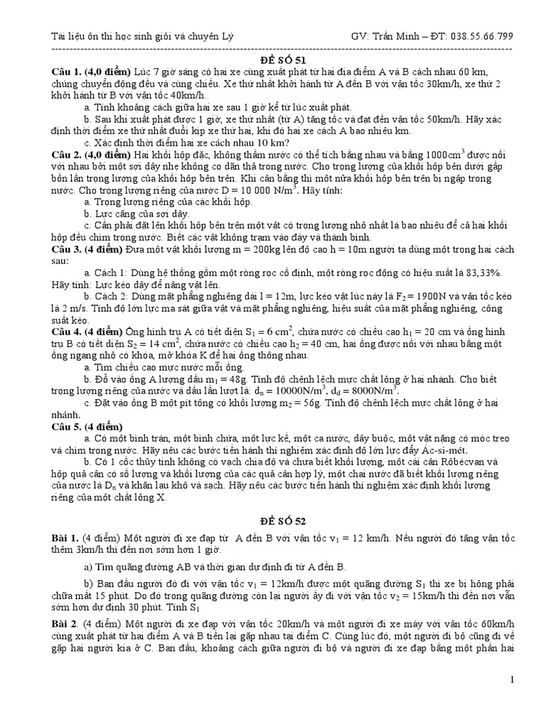 50 - 100 de Thi HSG Vat Ly 8 | PDF