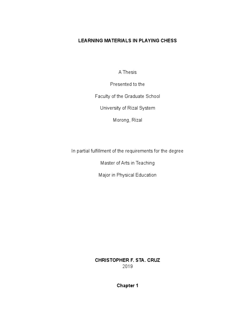 Thesis Learning Materials in Playing Chess | PDF | Expert | Decision Making