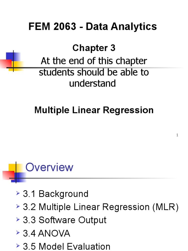 Chapter 3 Multiple Linear Regression - Jan | PDF | Regression Analysis | Linear Regression