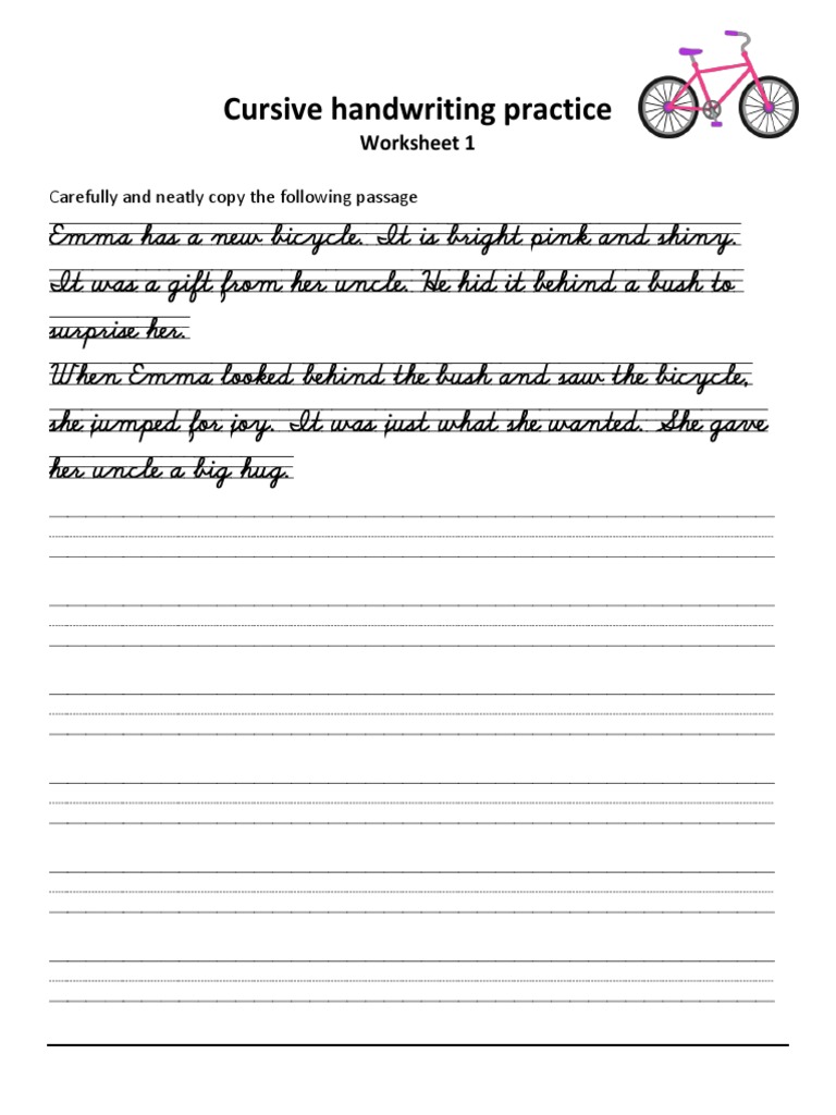 Cursive Passages Worksheets | PDF